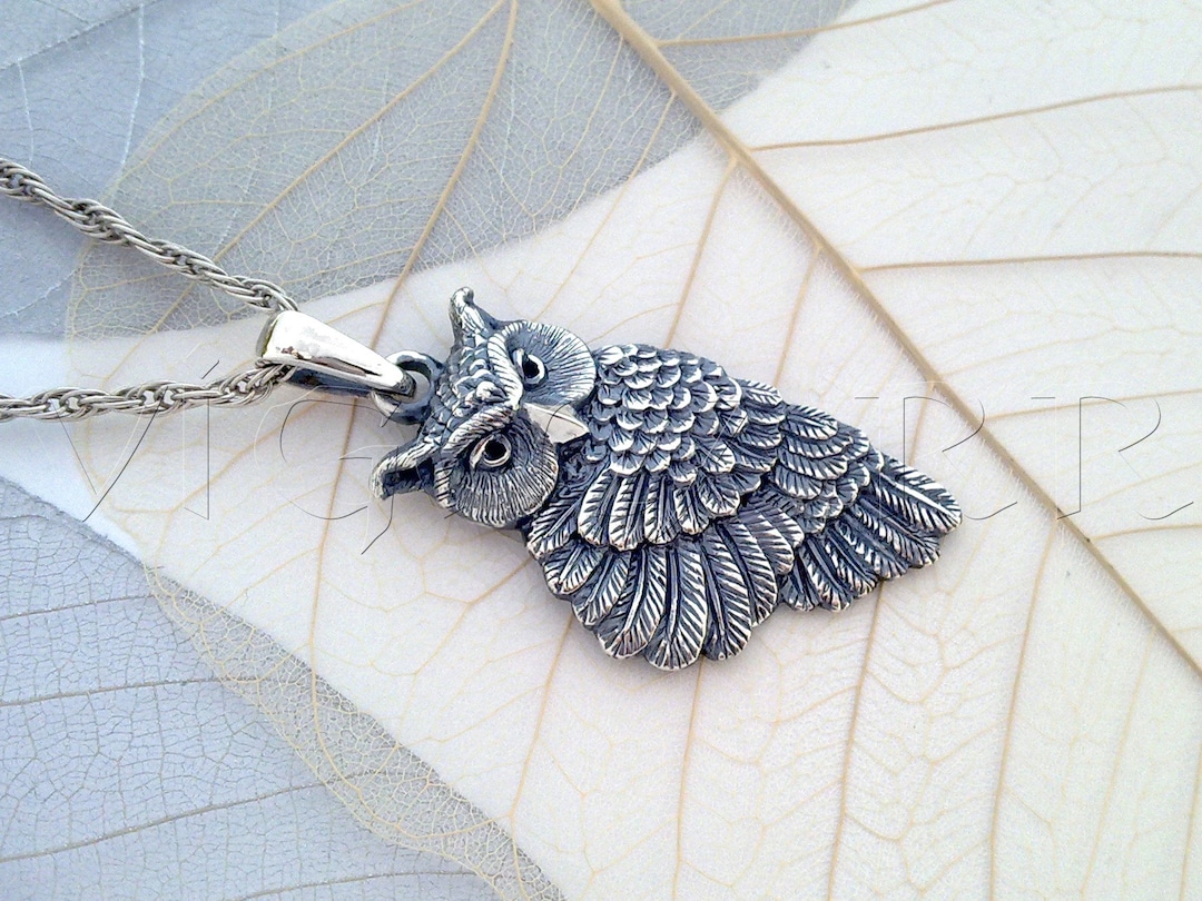 Vintage Owl Pendant Handcrafted Sterling Silver Owl Necklace With an ...