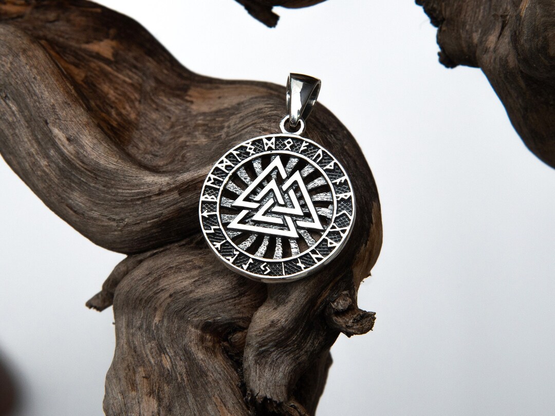 One-sided Silver 925 Valknut Pendant - A Norse Symbol of Power. Make a Statement With Silver ...