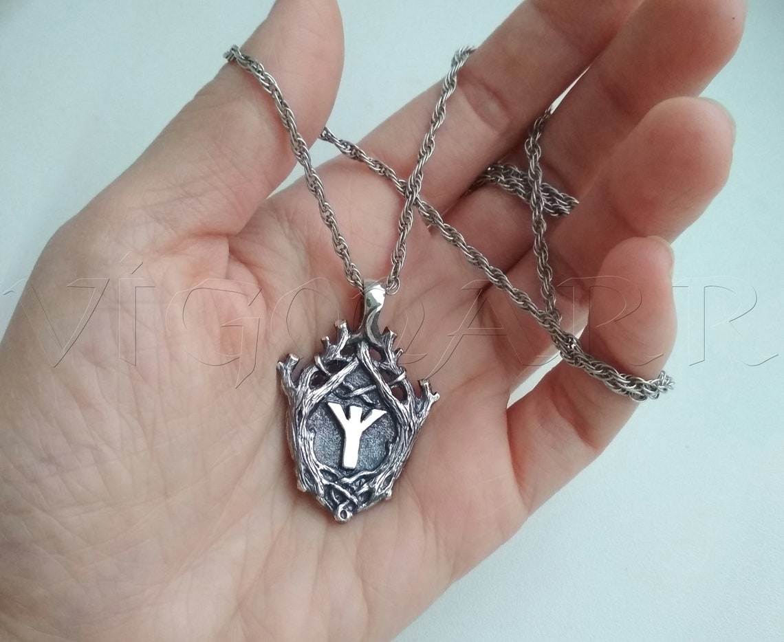 Algiz Rune.elhaz Rune.runic Pendant.viking Pendant.rune - Etsy