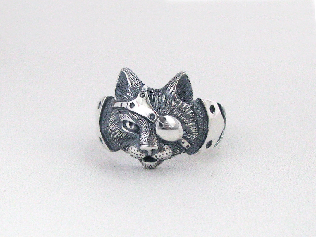 Stylish and Whimsical Silver Cat Head Ring - A Must-have for Cat Lovers ...