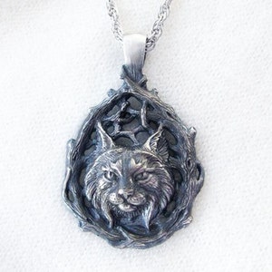 Lynx Head.lynx Pendant.lynx Charm.lynx Necklace.animal Totem.bobcat ...