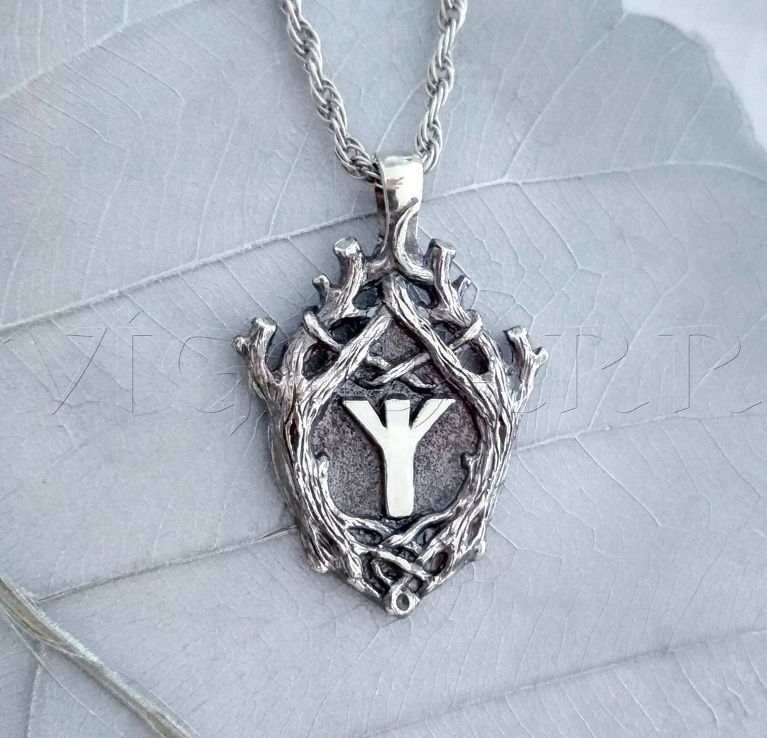Algiz Rune.elhaz Rune.runic Pendant.viking Pendant.rune - Etsy