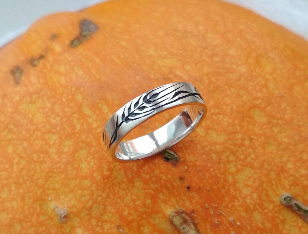 Wheat Elegance in a Silver Ornament Ring - Gift Idea. Wear Your Love ...