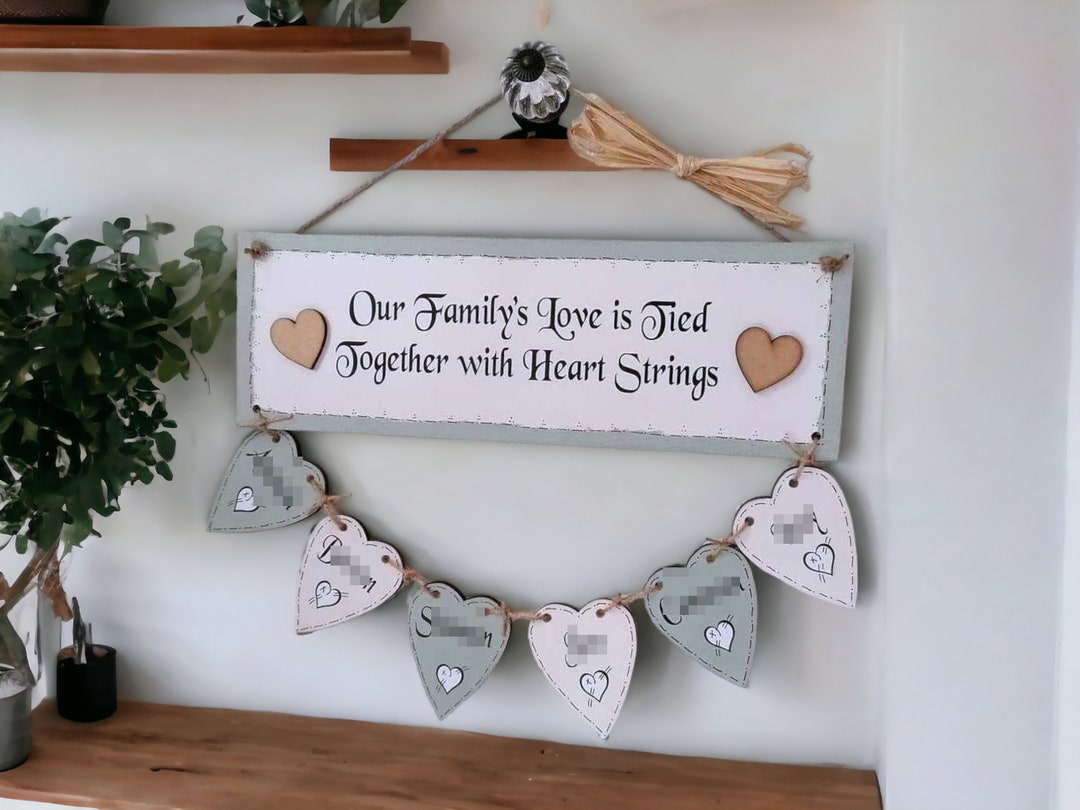 Personalised Family Tree Handmade Keepsake Wooden Plaque With Hearts ...
