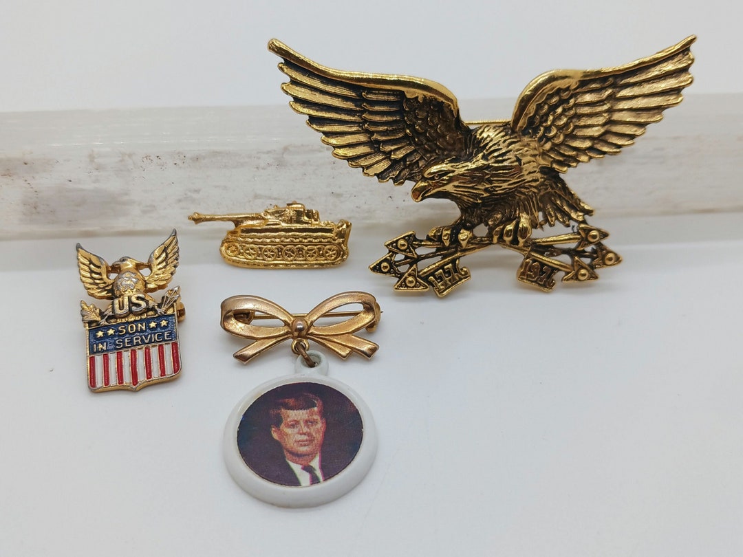 Historic American Military Brooch Set: WW2 to JFK; Classic Bald Eagle ...