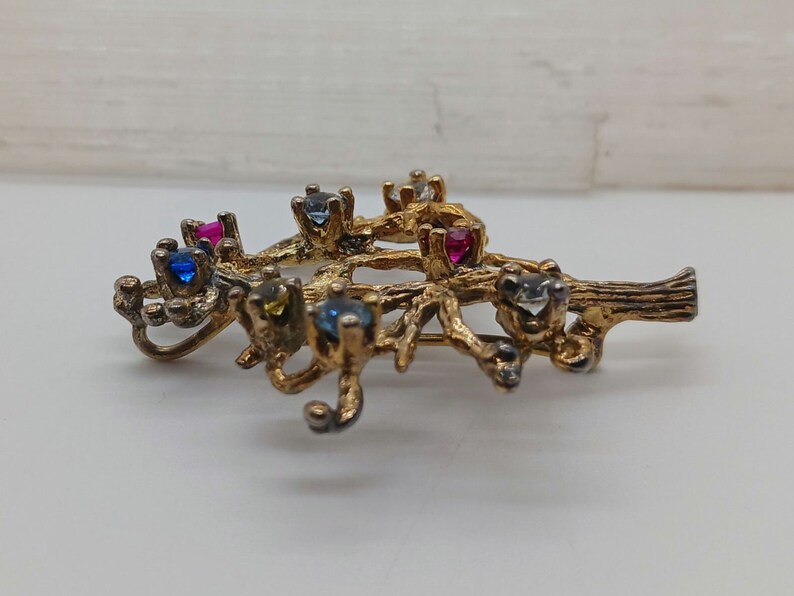 Vintage Family Tree Brooch; Tree of Life Jewelry With Multicolor Gem ...