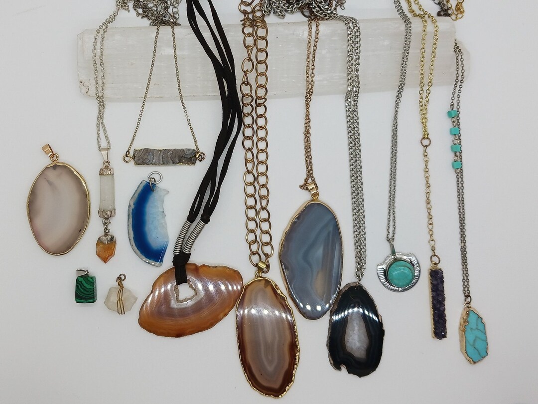 Rock and Mineral Necklace Collection: Natural Stone Pendants, Polish ...