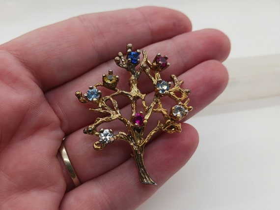 Vintage Family Tree Brooch; Tree of Life Jewelry with… - Gem