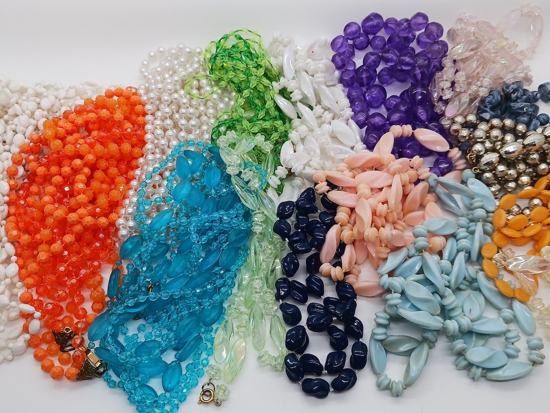 Plastic String Bead Necklace Lot, Vintage Bulk Necklaces - Etsy