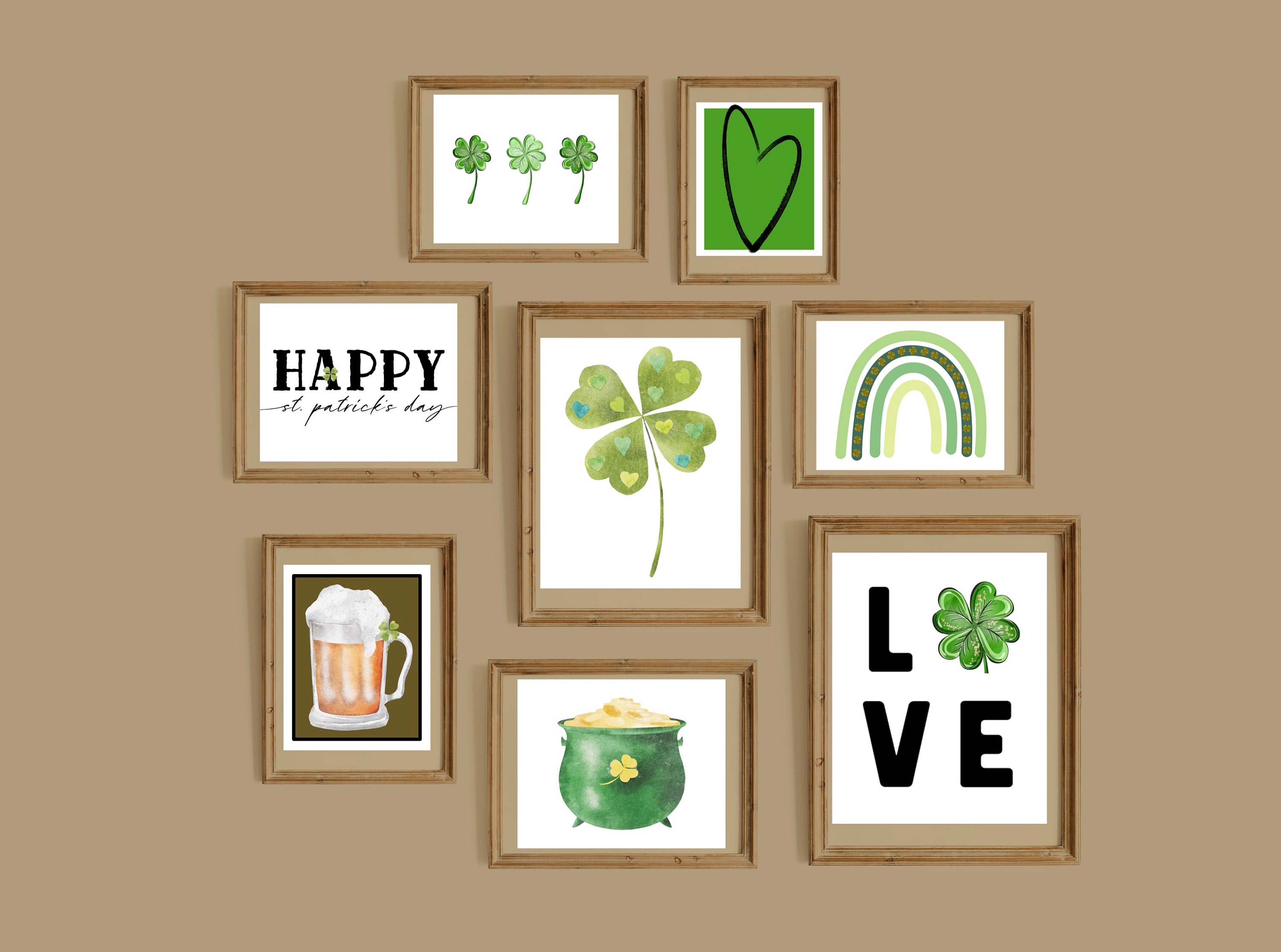 St. Patrick’s Day Gallery Wall Art Bundle, Set of 8, Shamrock Decor ...