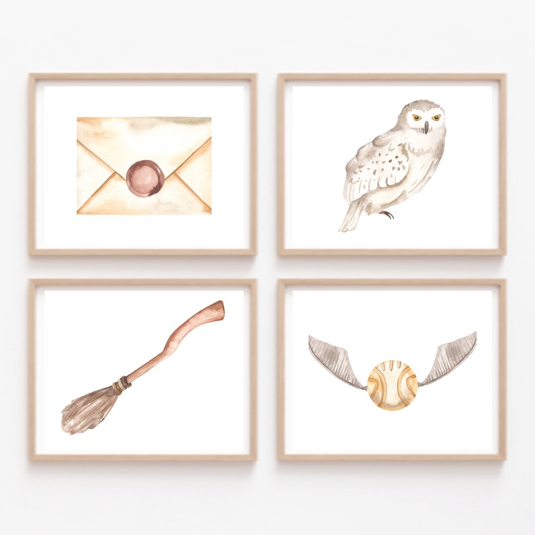 Wizards and Witches Wall Decor Set of 4, Wizard School Prints, Magic ...