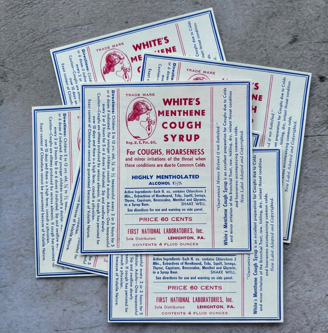 White’s Menthene Cough Syrup Label Digital Download - Etsy