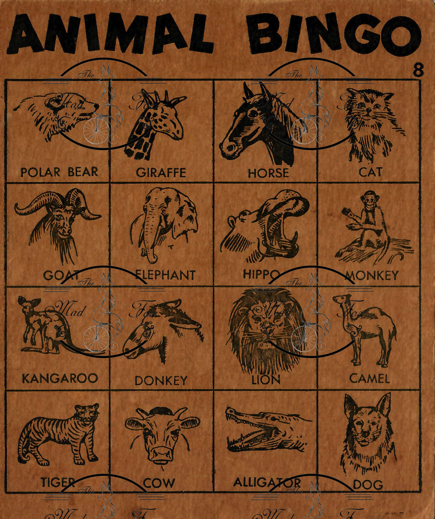 Antique 1930’s Animal Bingo Cards.digital Download - Etsy