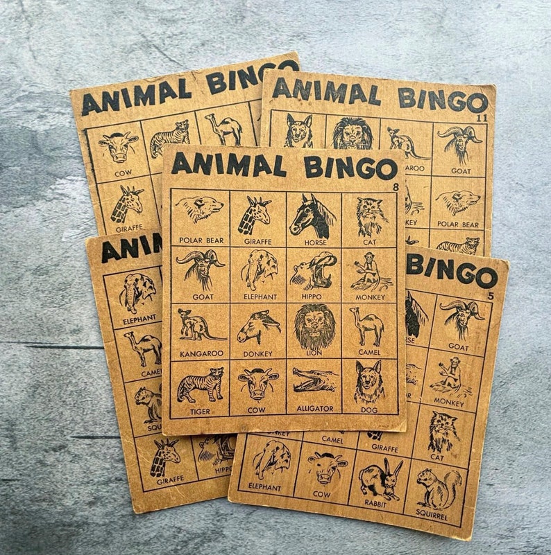 Antique 1930’s Animal Bingo Cards.digital Download - Etsy