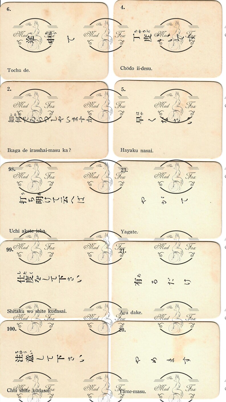 Vintage Japanese Idiom Karuta Flash Cards Set 2 .digital Download - Etsy