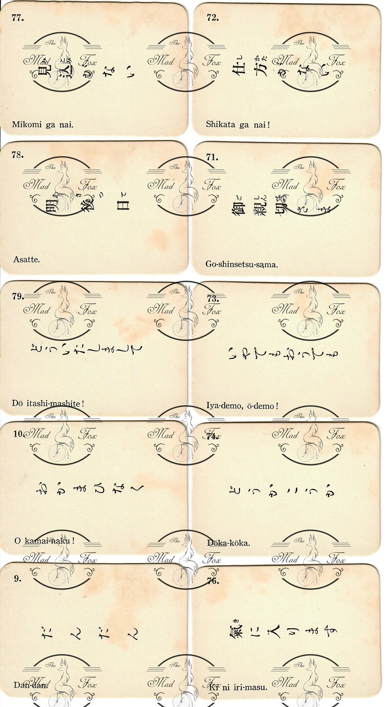 Vintage Japanese Idiom Karuta Flash Cards Set 2 .digital Download - Etsy