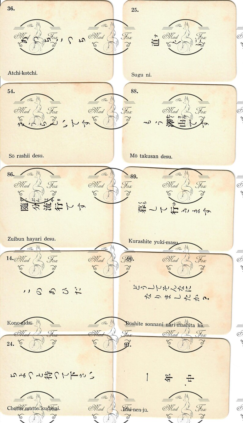 Vintage Japanese Idiom Karuta Flash Cards Set 1 .digital Download - Etsy