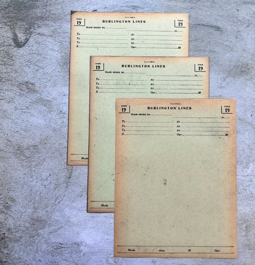 Vintage Burlington Lines Form 19 Train Orders.digital Download - Etsy