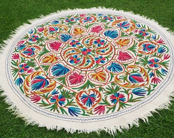 Round Area Rug Mandala Rug 6ft Kashmiri namda | Etsy