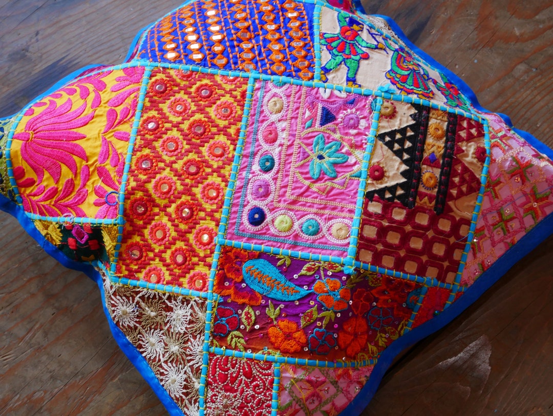 Boho Throw Pillow - Indian Handmade Cushion Cover | Colorful ...