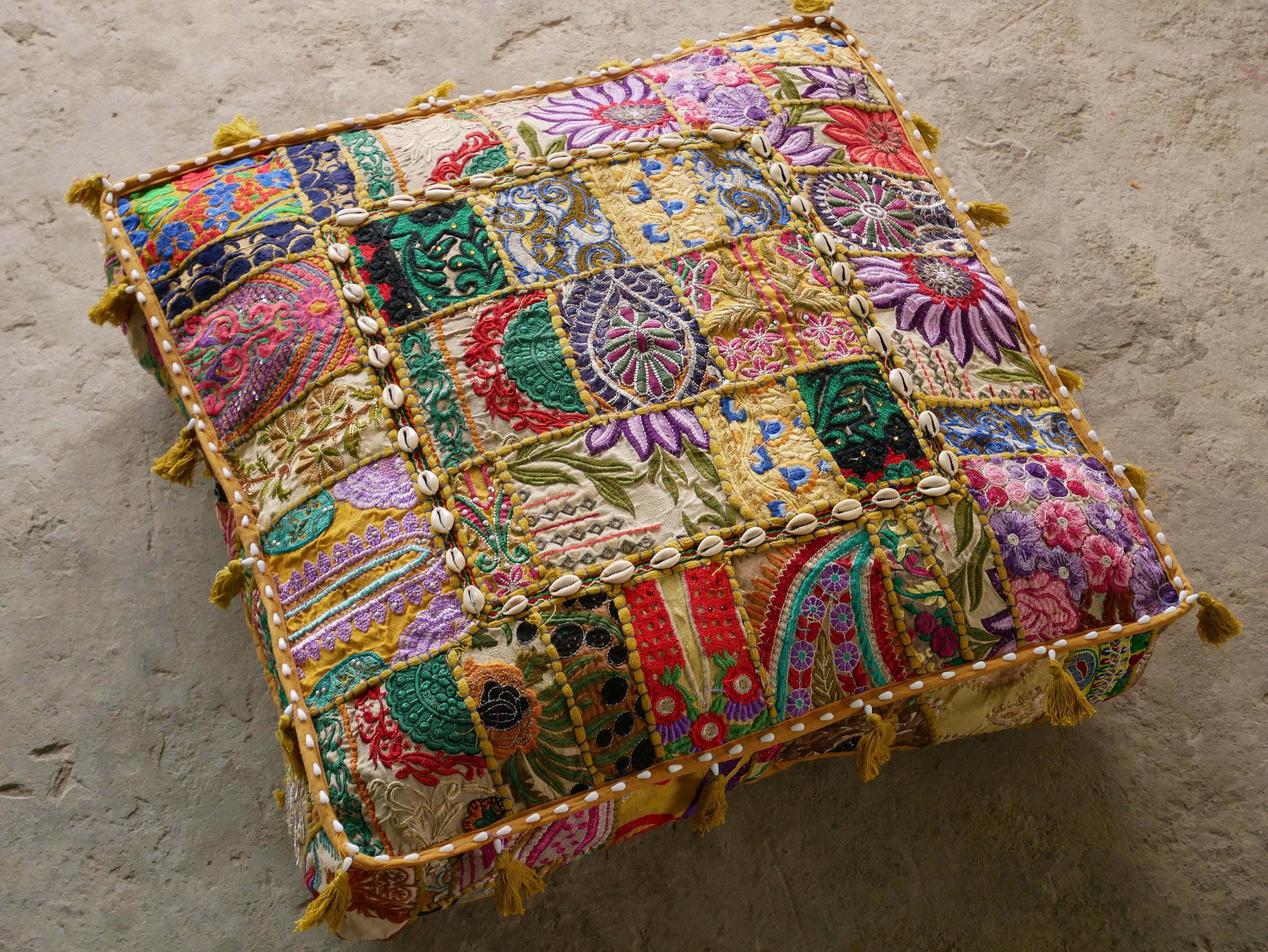 Floor Cushion - Large Floor Pillow Cover "masala" Square Pouf Cushion ...