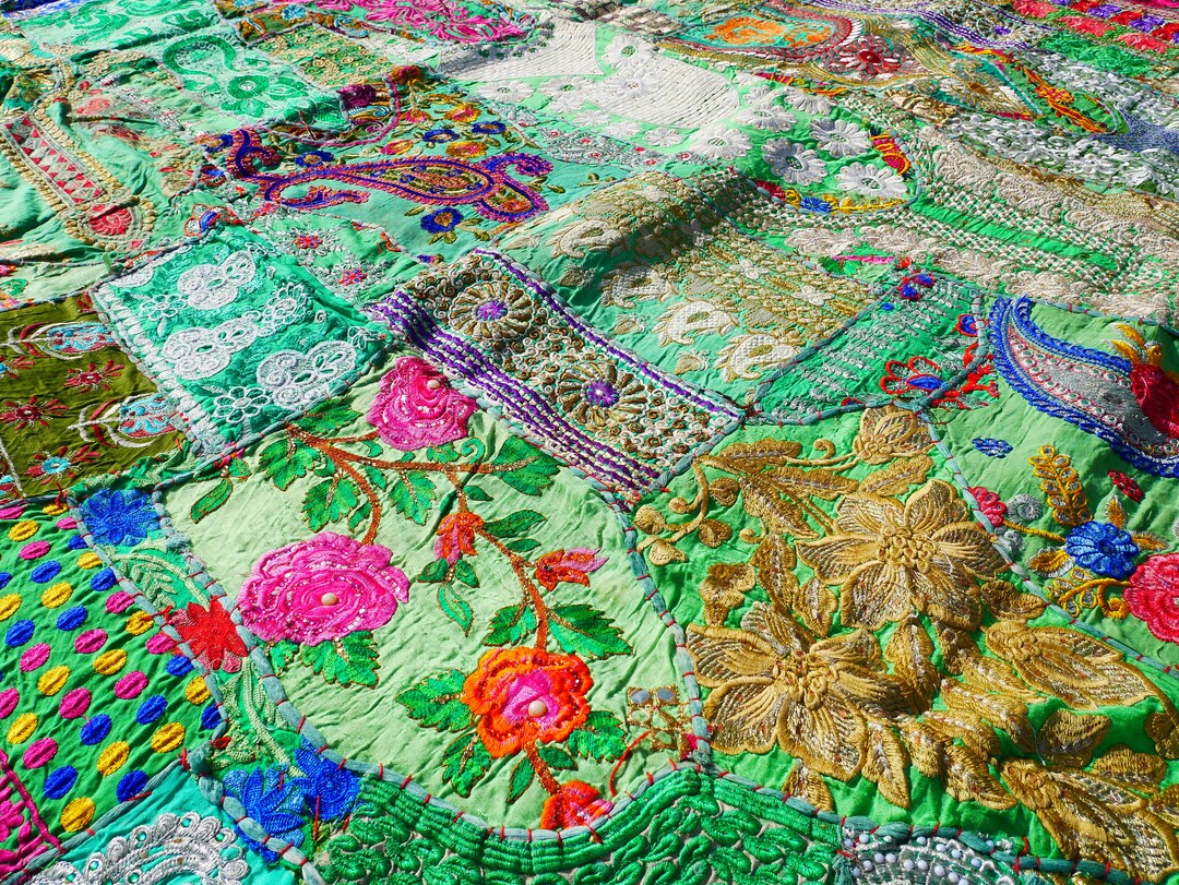 Indian Patchwork Quilt boho Jungle Boho Bedspread bohemian Bedding ...