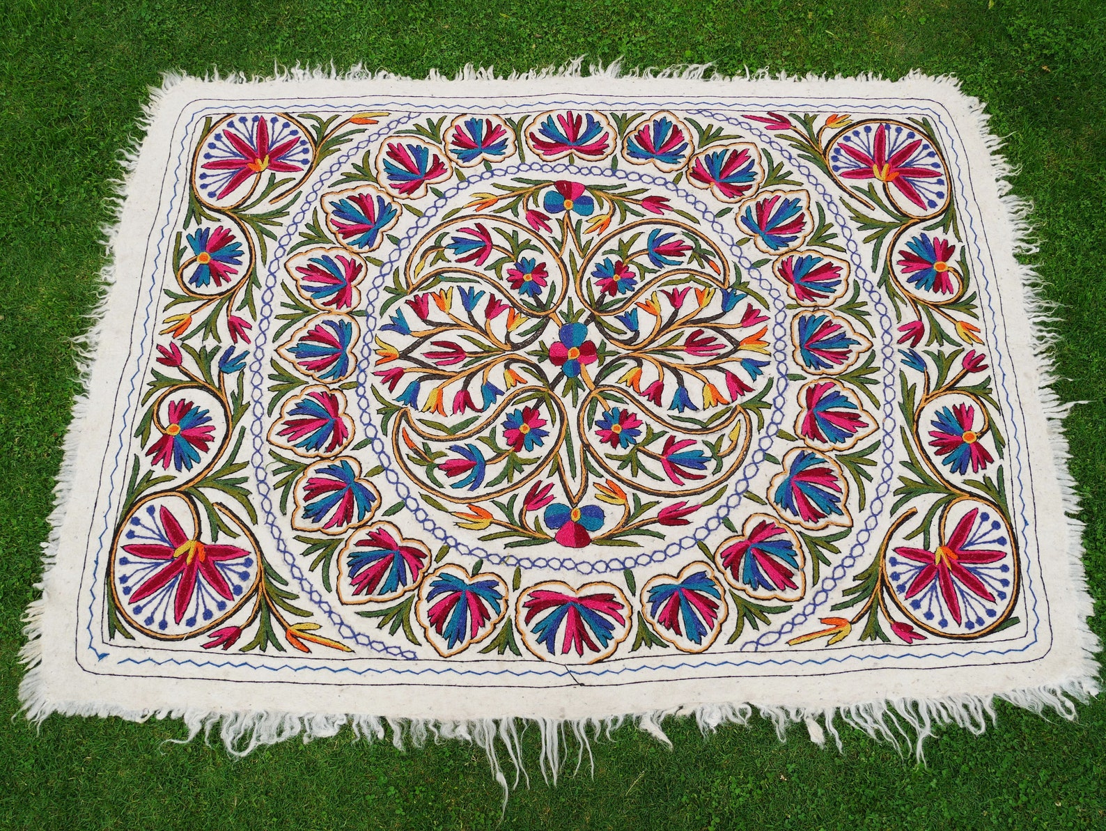 Large Wool Rug Mandala Rug 7x5' Boho Area Rug Indian - Etsy