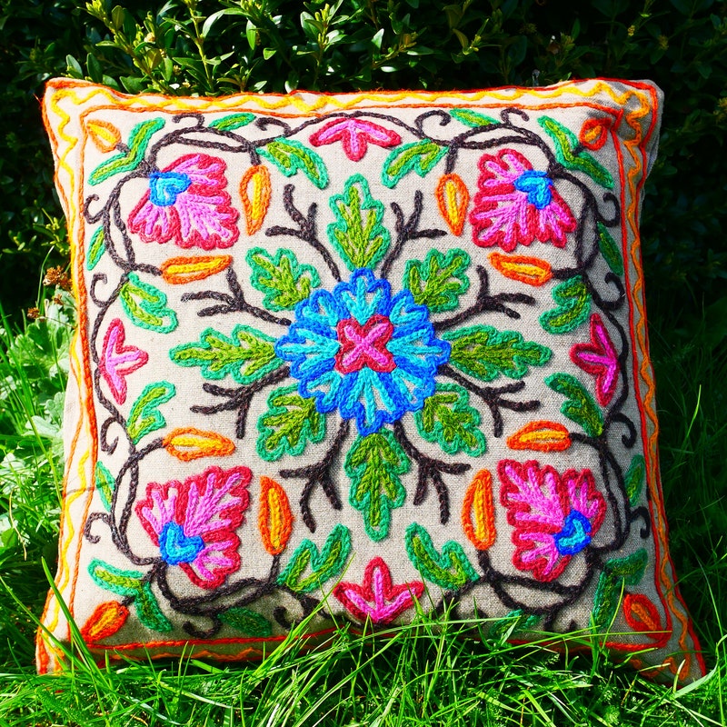 Embroidered Cushion - Etsy