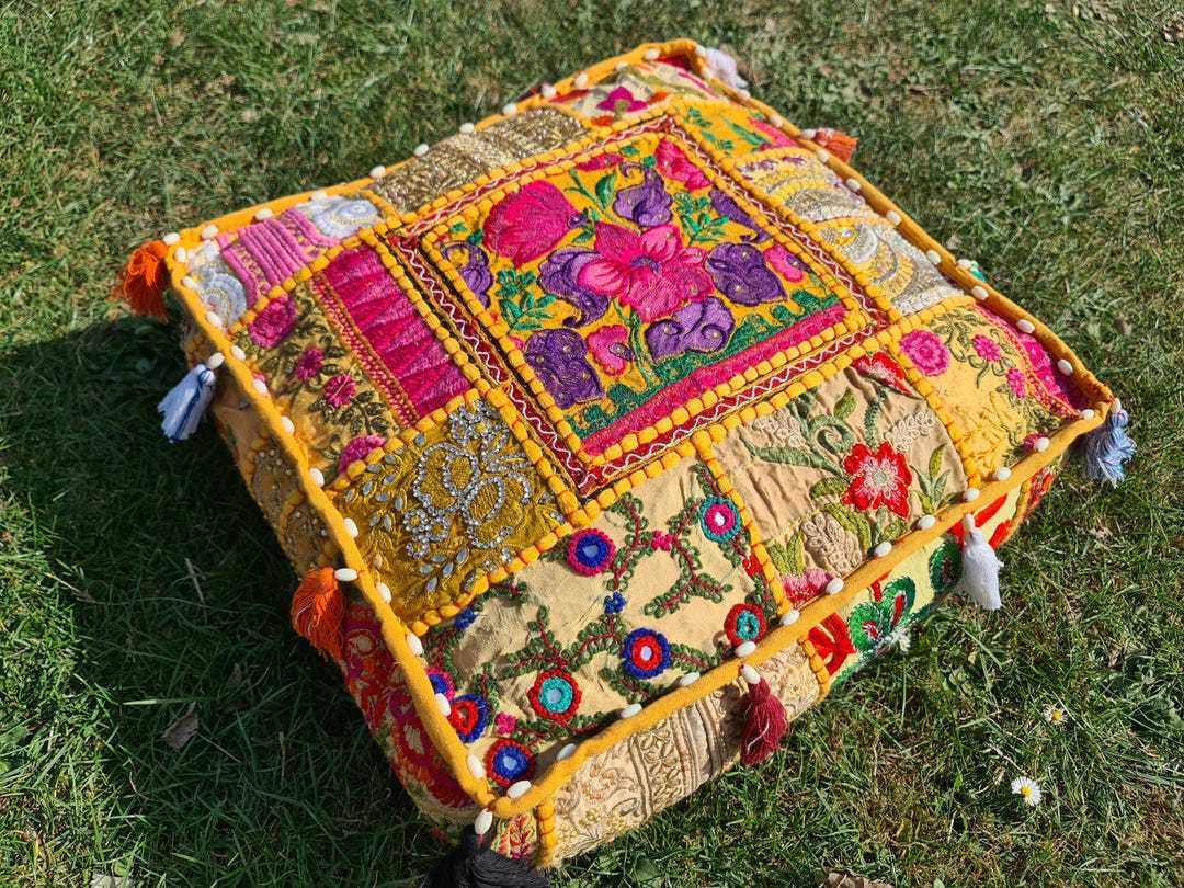 Indian Floor Pillow - Hippie Meditation Cushion Cover | Decorative Boho ...