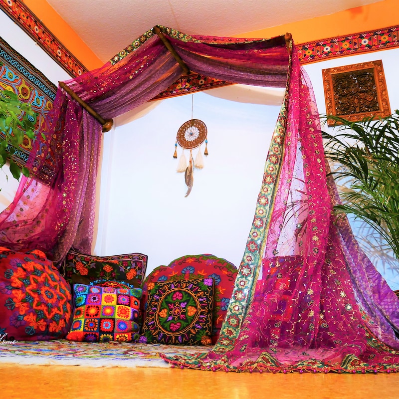 Pink Indian Bed Canopy - Etsy UK