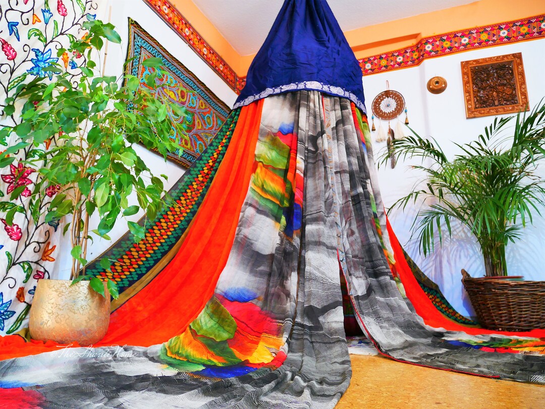 Saree Canopy Boho Hanging Tent Indian Bed Canopy Bohemian Wedding ...