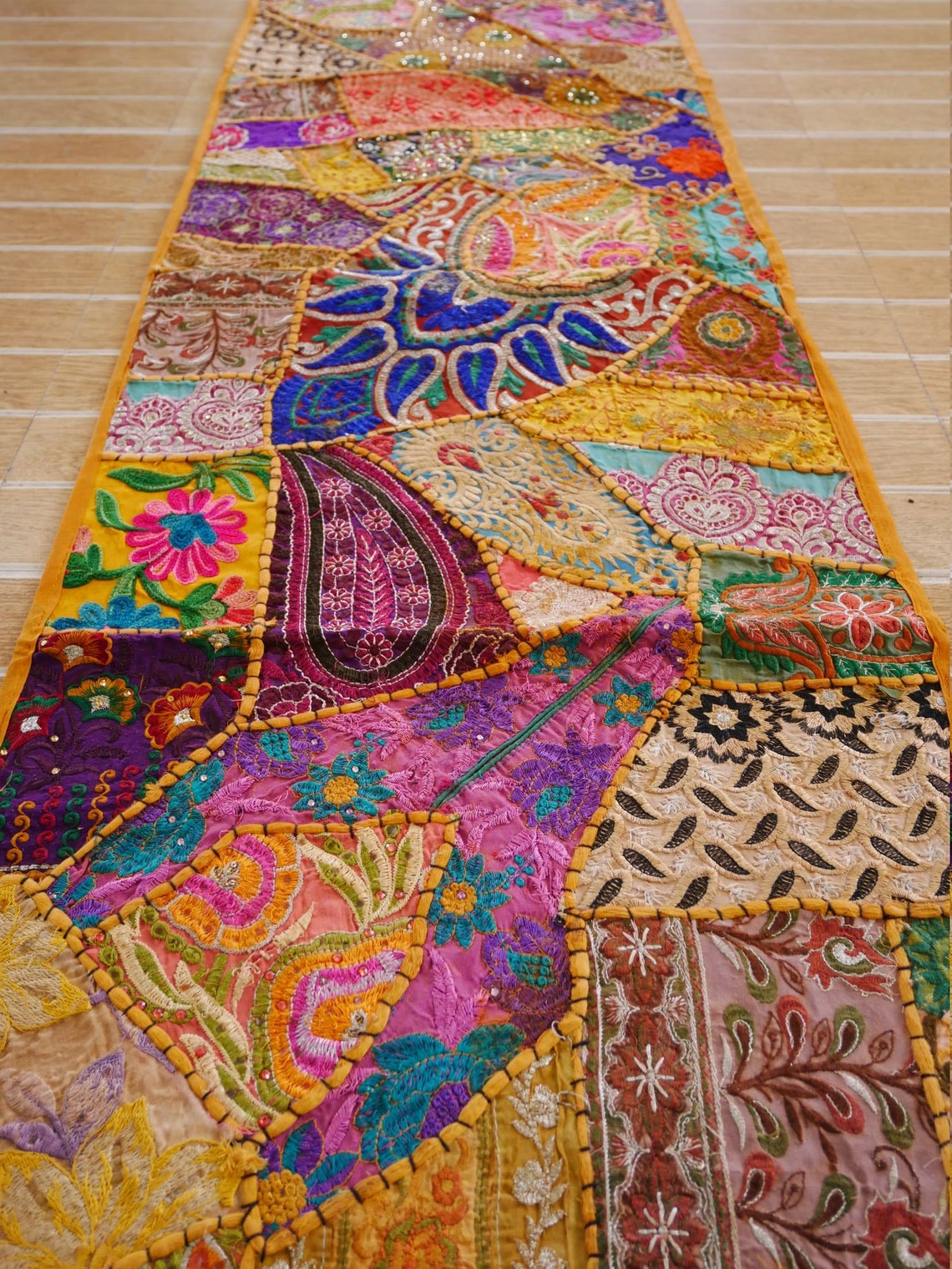 Boho Tapestry Wall Hanging Table Runner Vintage Sari | Etsy