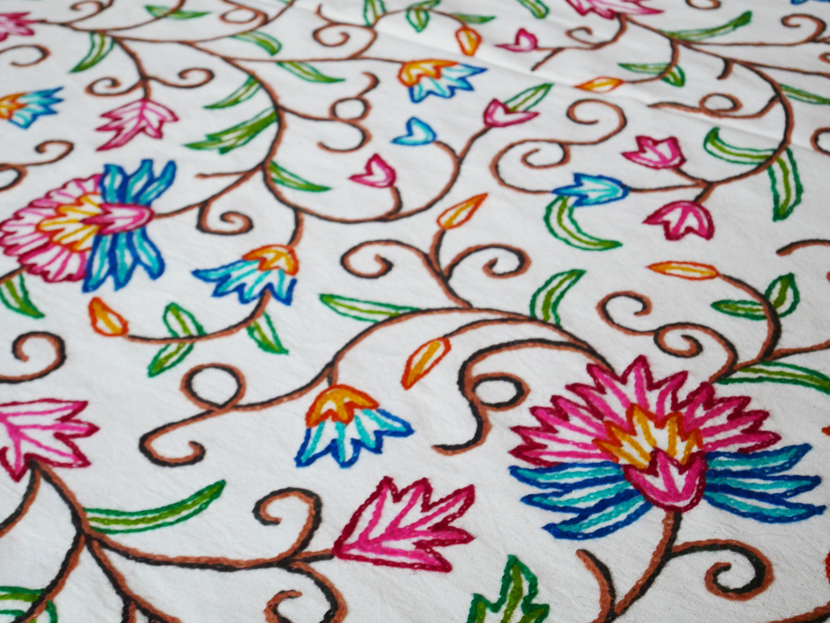 Hand Embroidered Fabric by the Yard Home Decor Fabric - Etsy