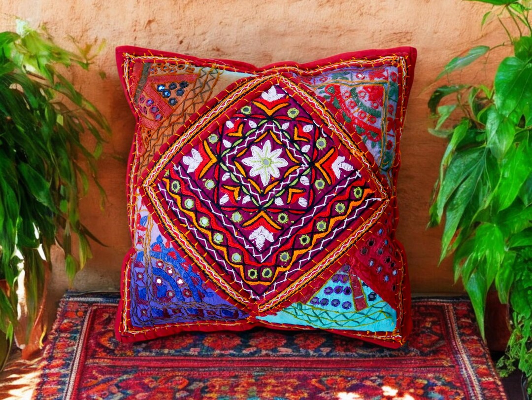 Hippie Pillow Cover Patchwork Style Boho Throw Pillows | Colorful Decor ...
