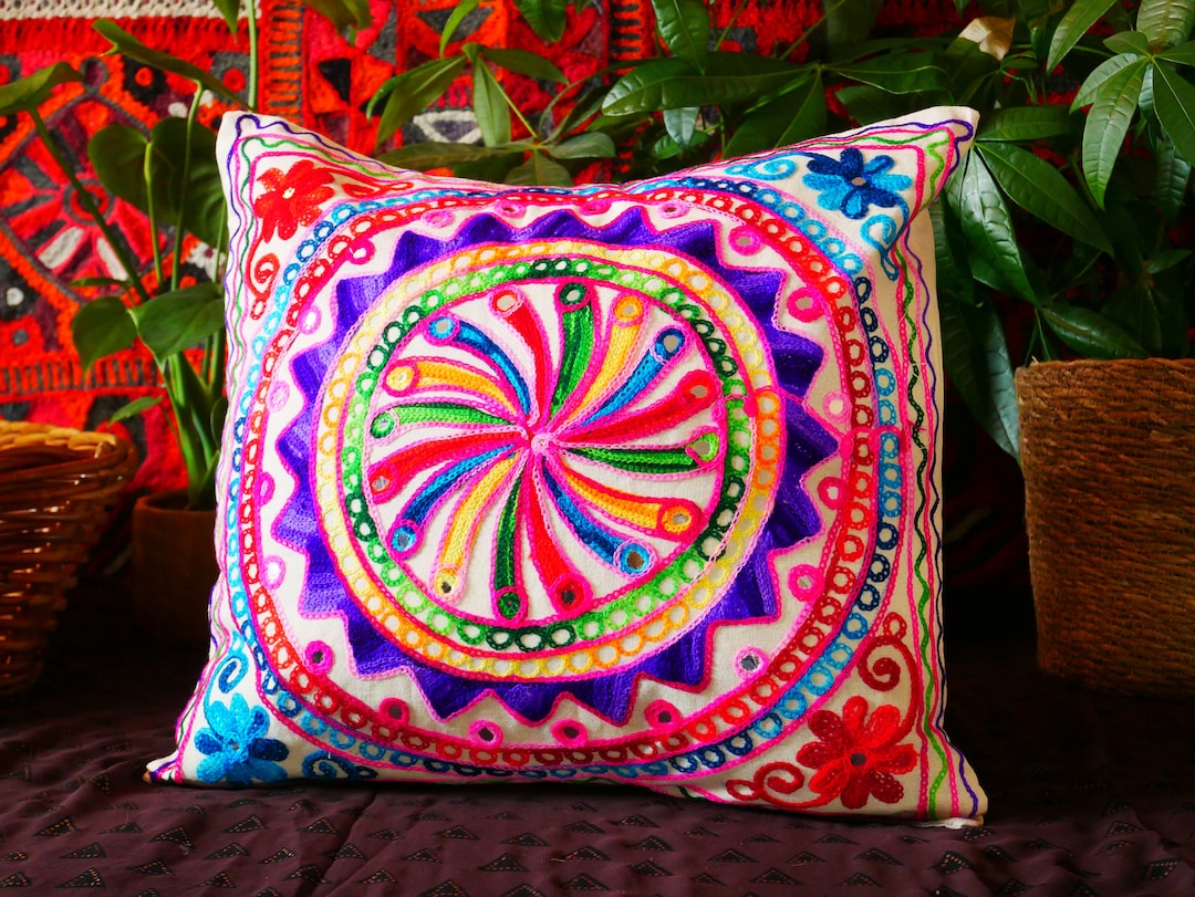 Colorful Hippie Pilow Cover Boho Throw Pillow Indian Decorative Pillow ...
