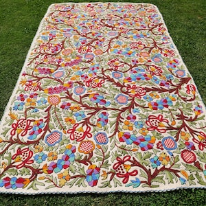 Kashmiri Wool Rug - Large Floral Rug 6x10' Hand Felted Namda | Boho ...