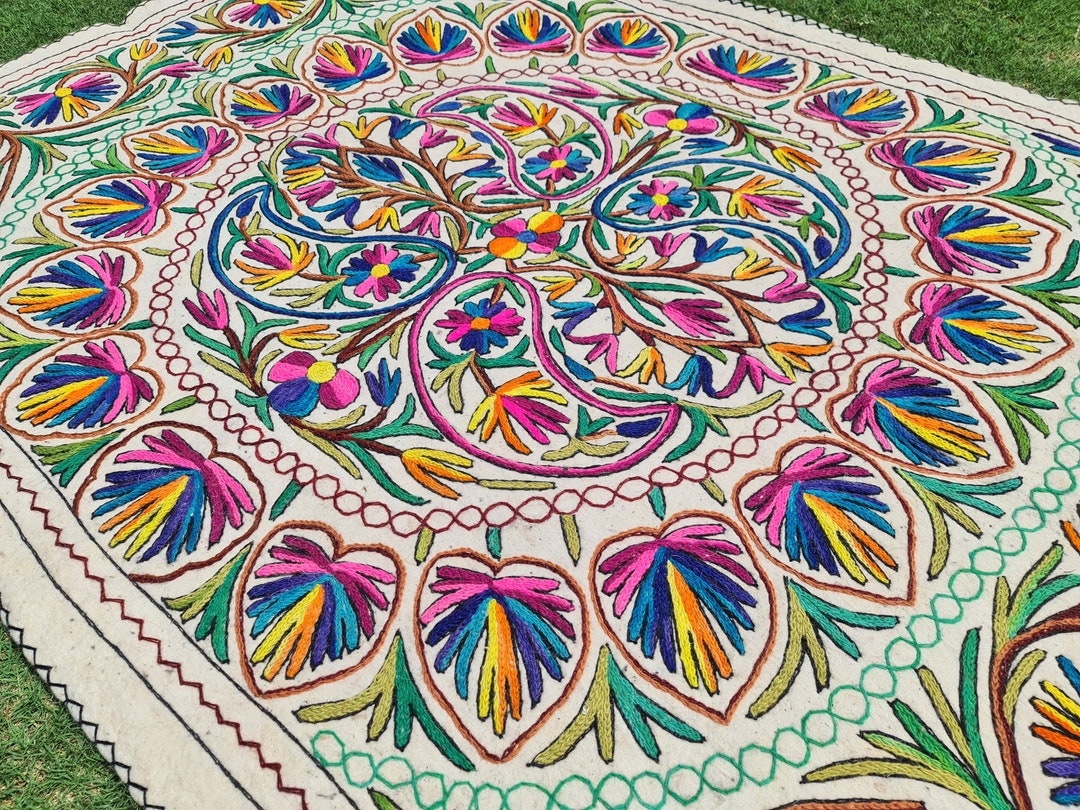 Kashmiri Namda Rug Handcrafted Himalayan Magic: Unique 'mughal Garden ...