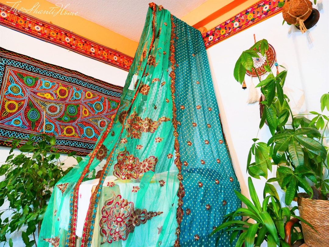 Bed Canopy Baby Crib Canopy Set Colorful Indian Saree Bed Curtain With ...