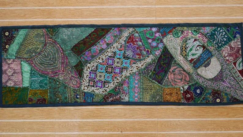 Boho Wall Hanging Table Runner Vintage Sari Tapestry - Etsy