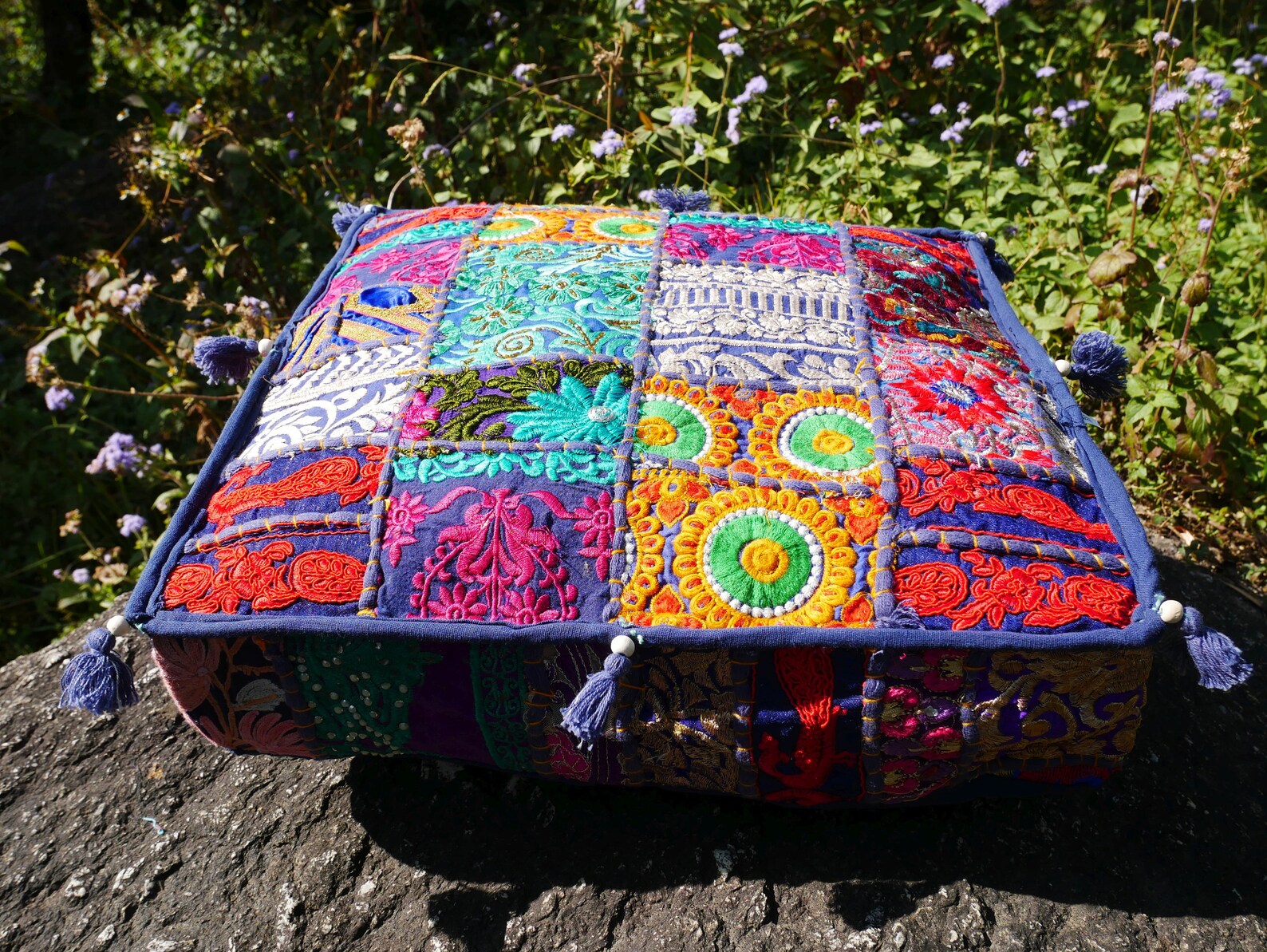 Boho Floor Pillow Blue Floor Pillow Cover Meditation | Etsy