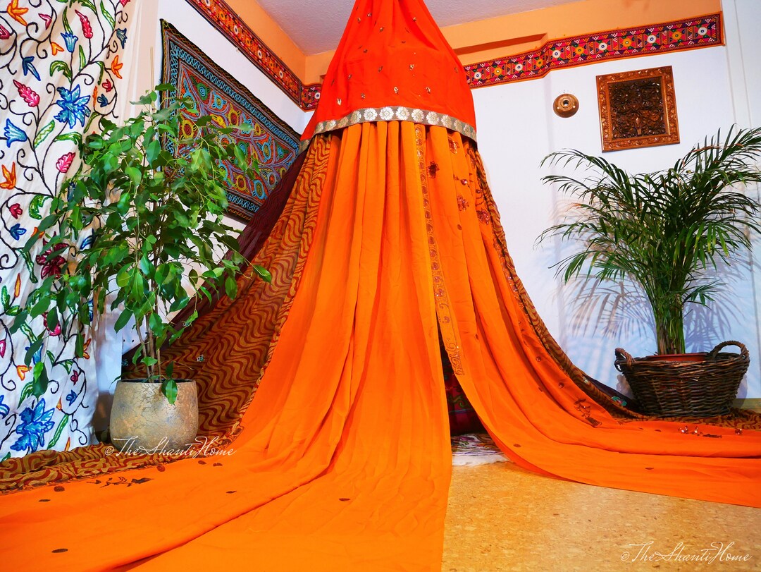 Saree Canopy Boho Hanging Tent Indian Bed Canopy Bohemian Wedding ...