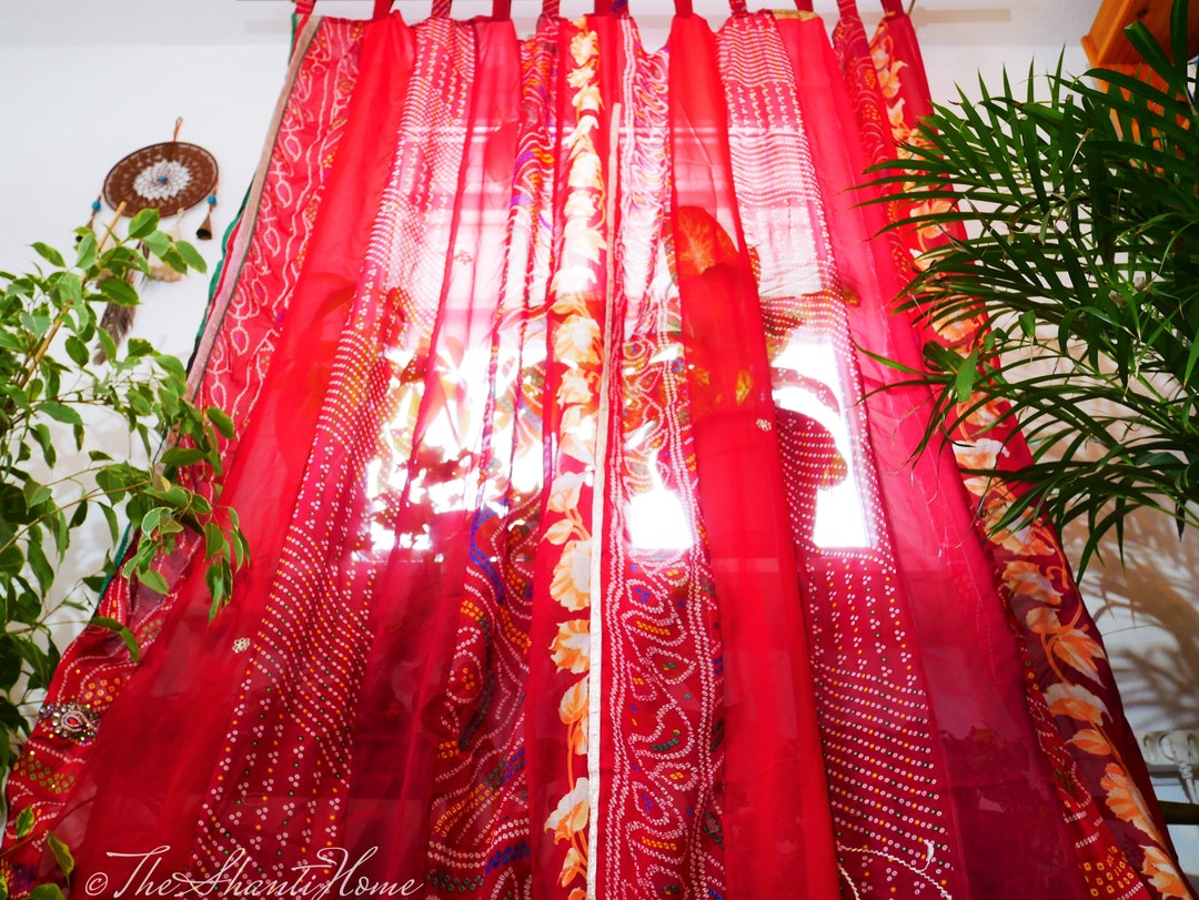 Indian Saree Curtains - Boho Canopy Curtain | Handmade Patchwork ...