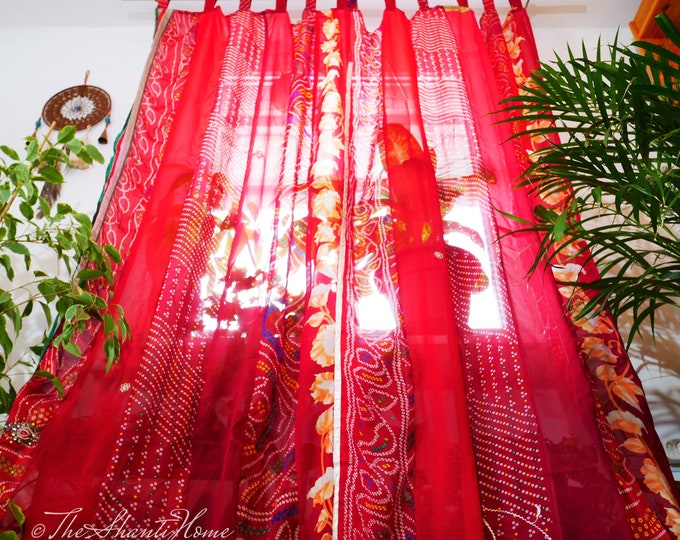 Indian Saree Curtains - Boho Canopy Curtain | Handmade Patchwork ...