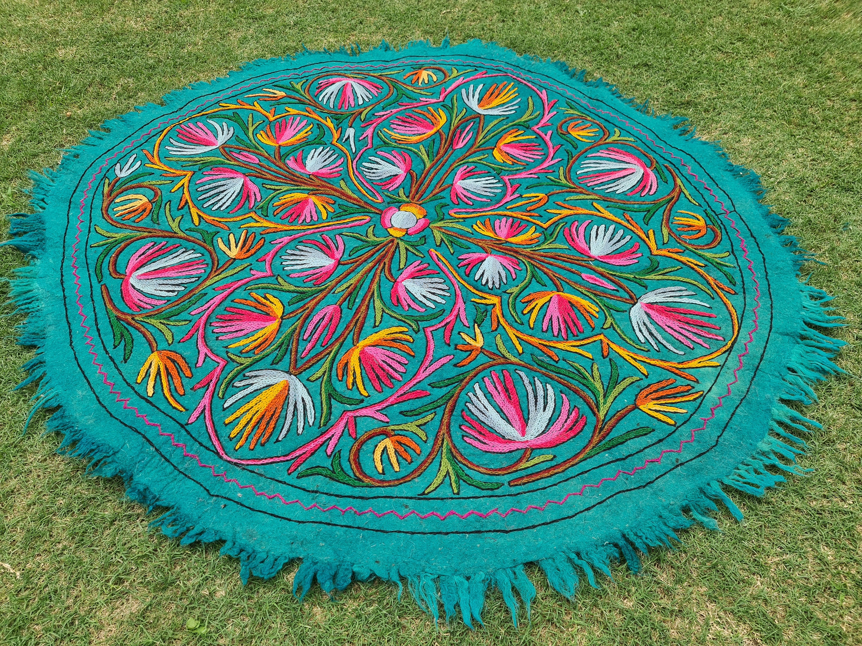 Round Rug 5 Ft Wool Rug namda From Kashmir Hand - Etsy