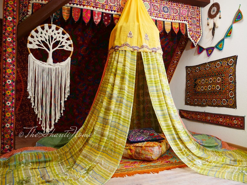 Saree canopy Boho hanging tent Indian bed canopy | Etsy