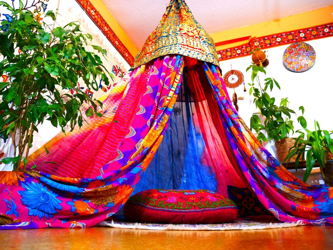 Boho Canopy Saree Tent Bed Canopy Bohemian Wedding Backdrop Gypsy ...