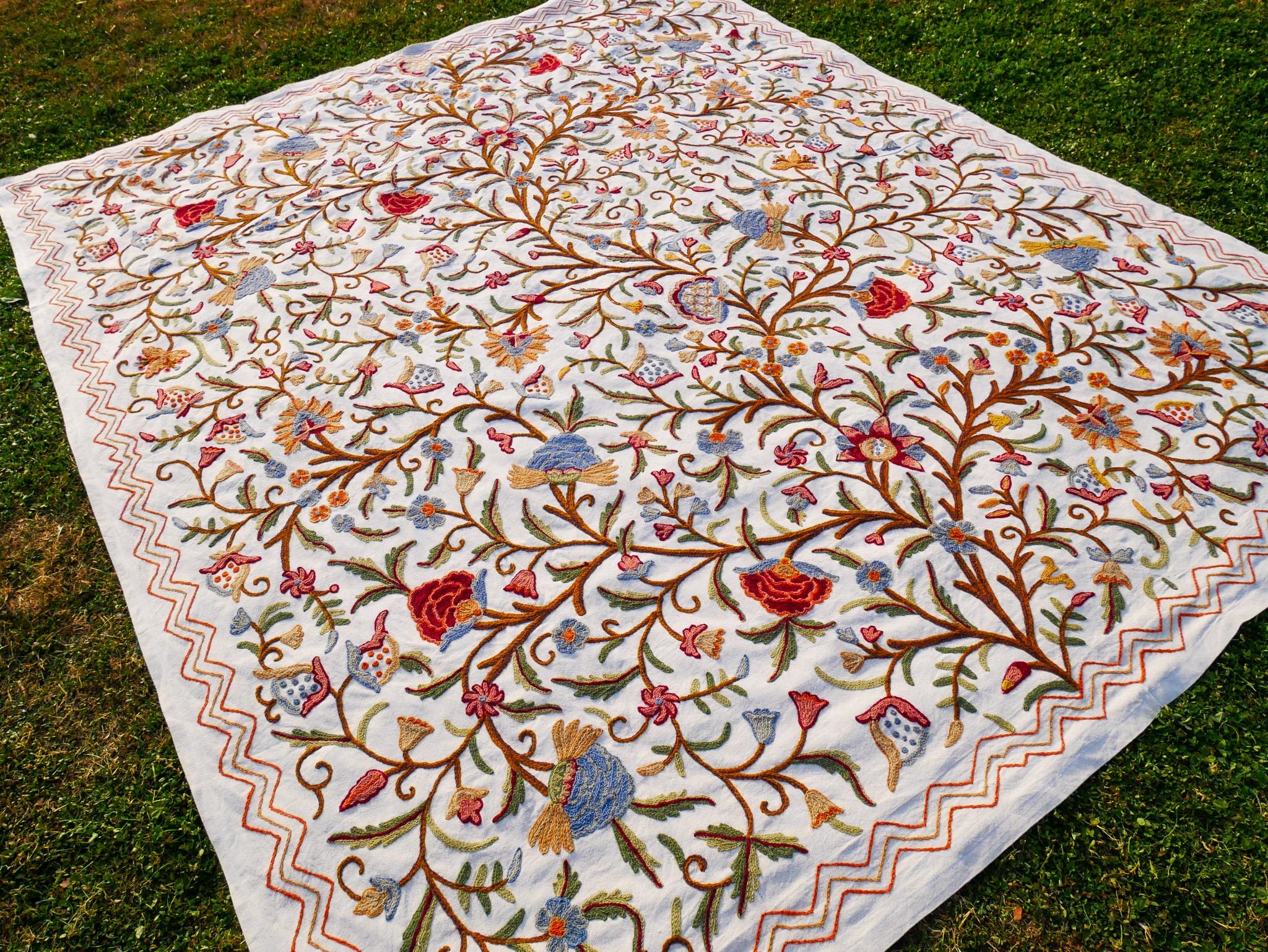 Boho Luxury Bedding "dream of Kashmir" Hand Embroidered Bed Throw ...