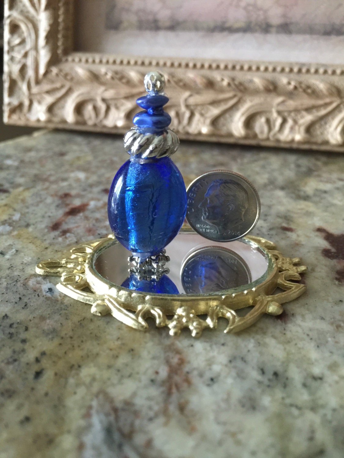 Miniature Perfume Bottle, Miniature Blue Perfume Bottle, Miniature ...