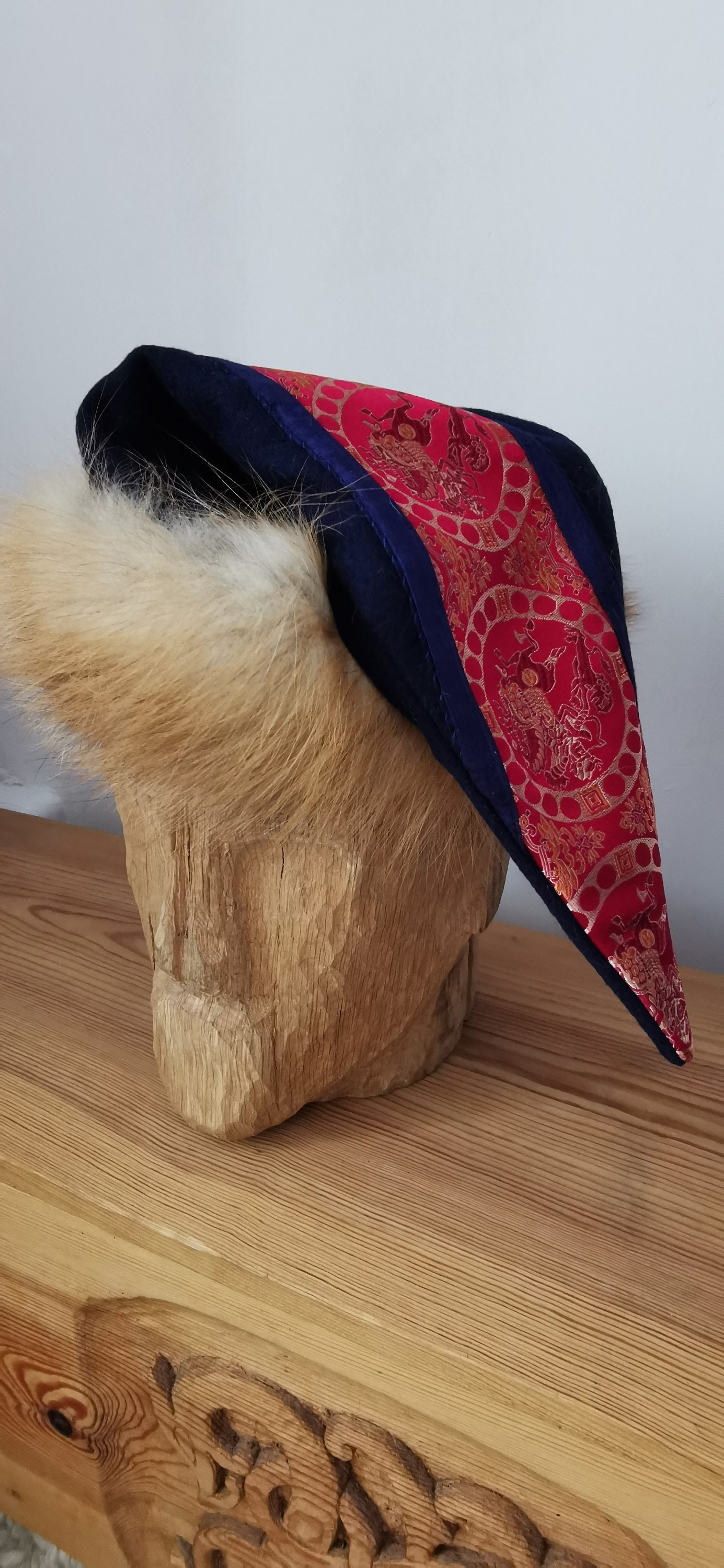 Triangle norse merchant hat viking hat with fursize 56-57 | Etsy