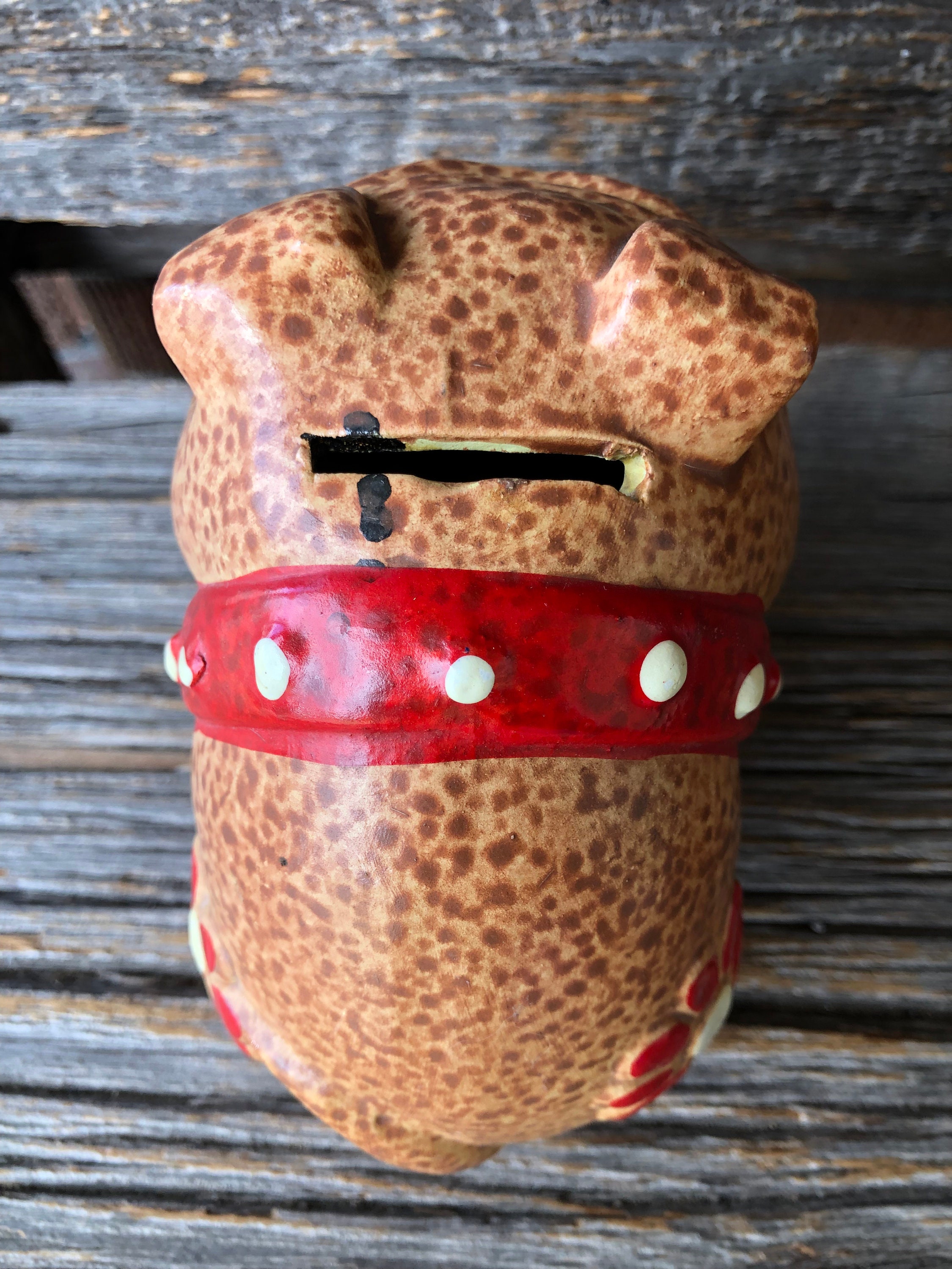 1960s Chalkware Bulldog Piggy Bank Flower Power Collectible - Etsy